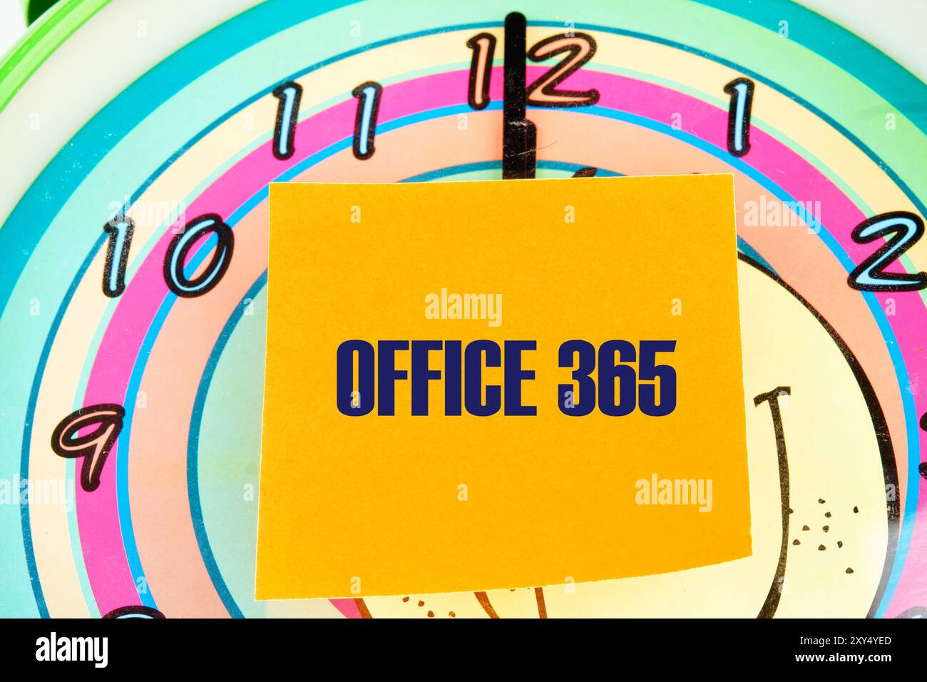 OFFICE 365 words written on the sticker on the background of the clock ...