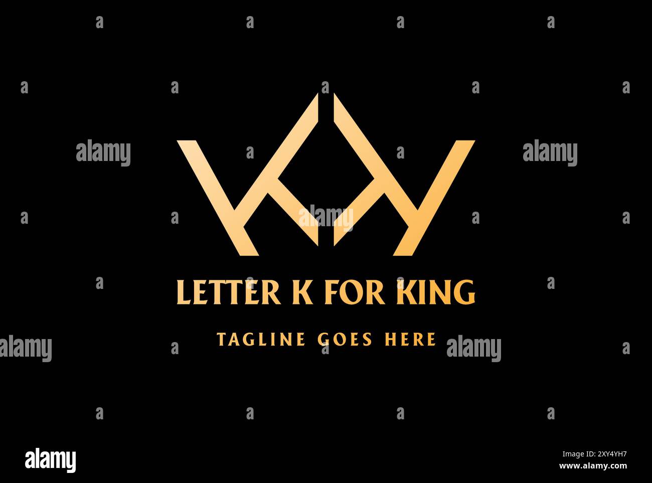 Elegant Luxury Golden King Crown Letter K or KK Monogram Initials Logo Design Vector Stock ...