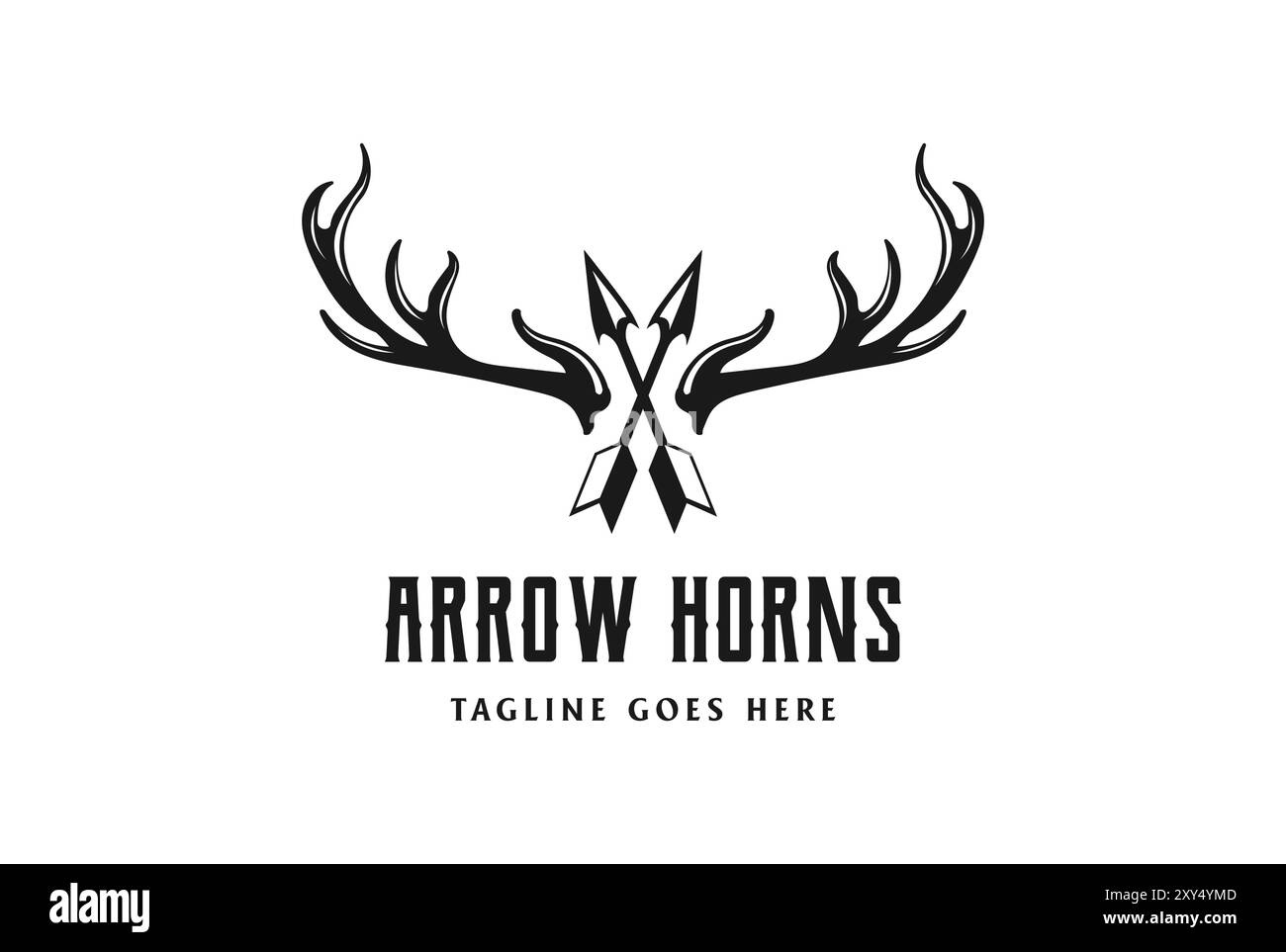 Spear Stag Deer Buck Antler Arrowhead for Hunting Logo Design Vector ...