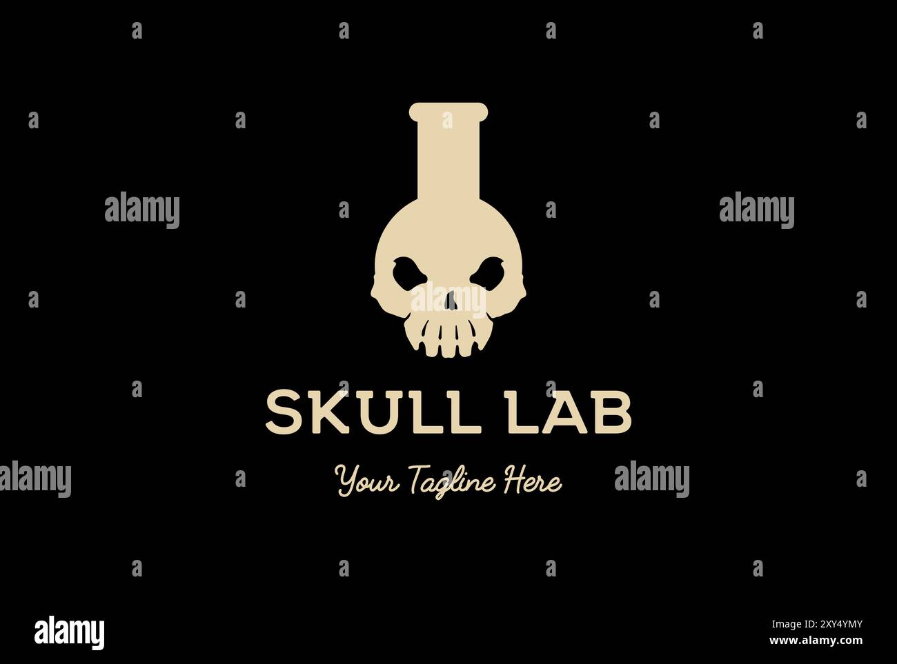 Vintage Retro Skull Bone Lab Science Glass Logo Design Vector Stock ...