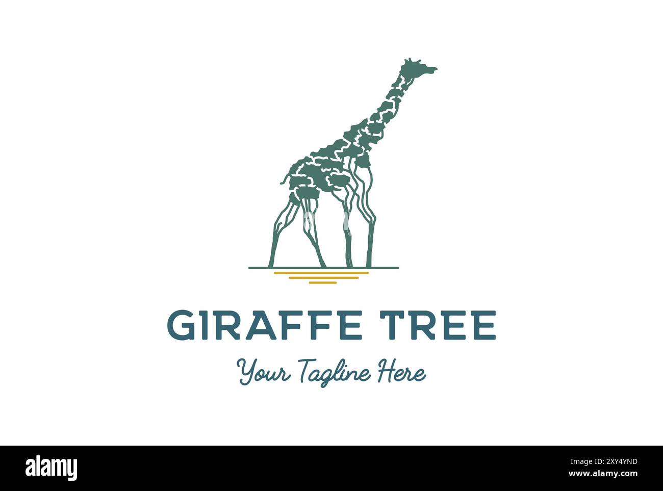 African Acacia Tree Giraffe for Savanna Safari Logo Design Vector Stock ...