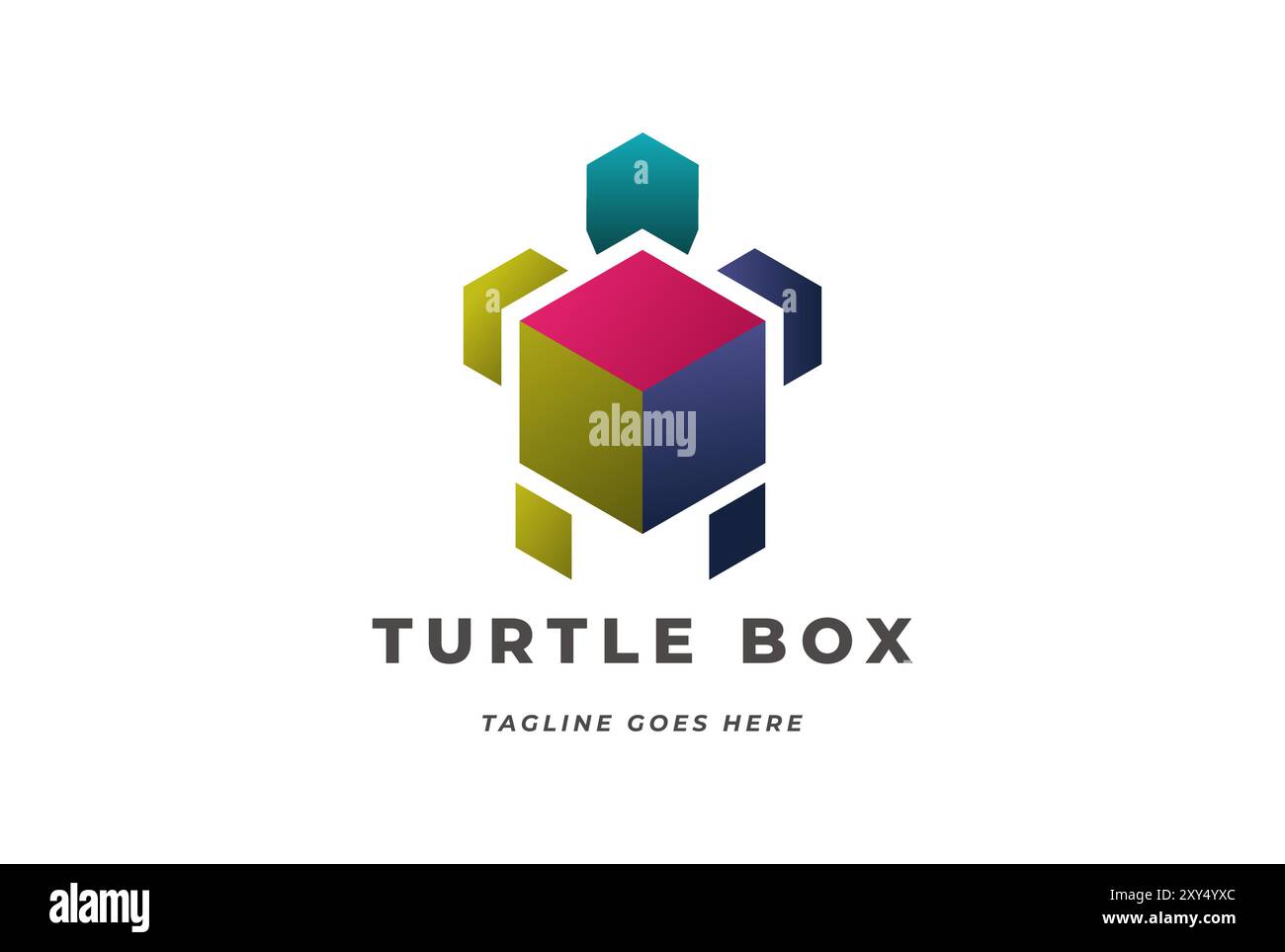 Colorful Modern Geometric Turtle Square Box Cube Logo Design Vector ...