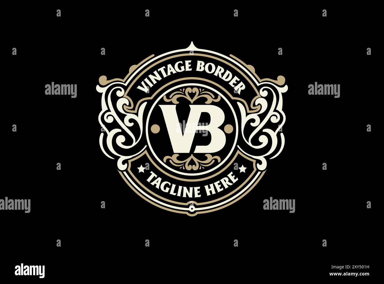 Circular Vintage Border Frame Vintage Royal Crown Badge Emblem Stamp ...