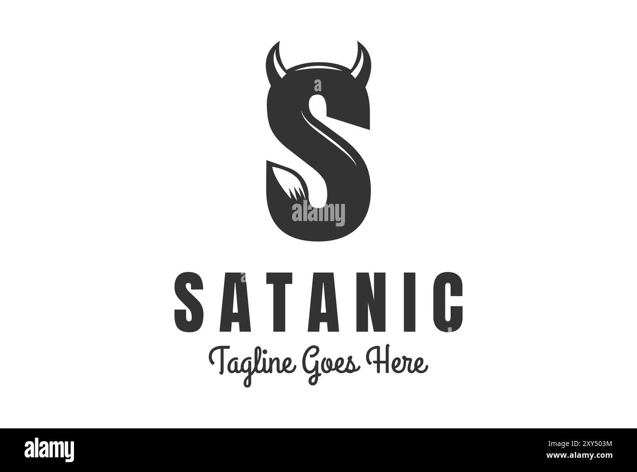 Vintage Bold Initial Letter S with Horn Tail for Satan Satanic Logo ...