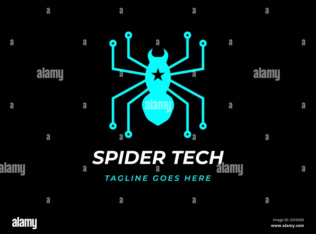 Geometric Black Minimalist Spider with Electronic Circuit for Tech ...