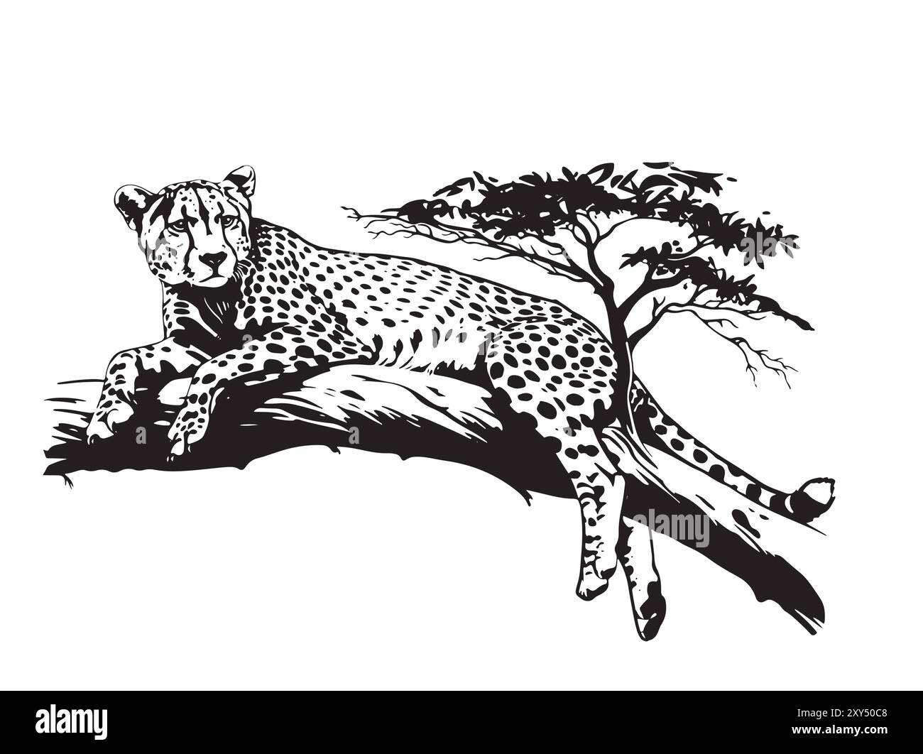 cheetah on the tree. Cheetah big wild cat african design character ...