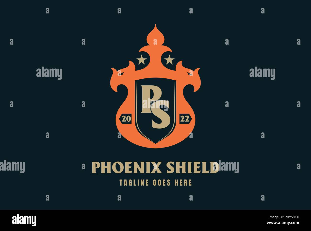 Simple Strong Phoenix Shield Logo Design Inspiration Stock Vector Image ...