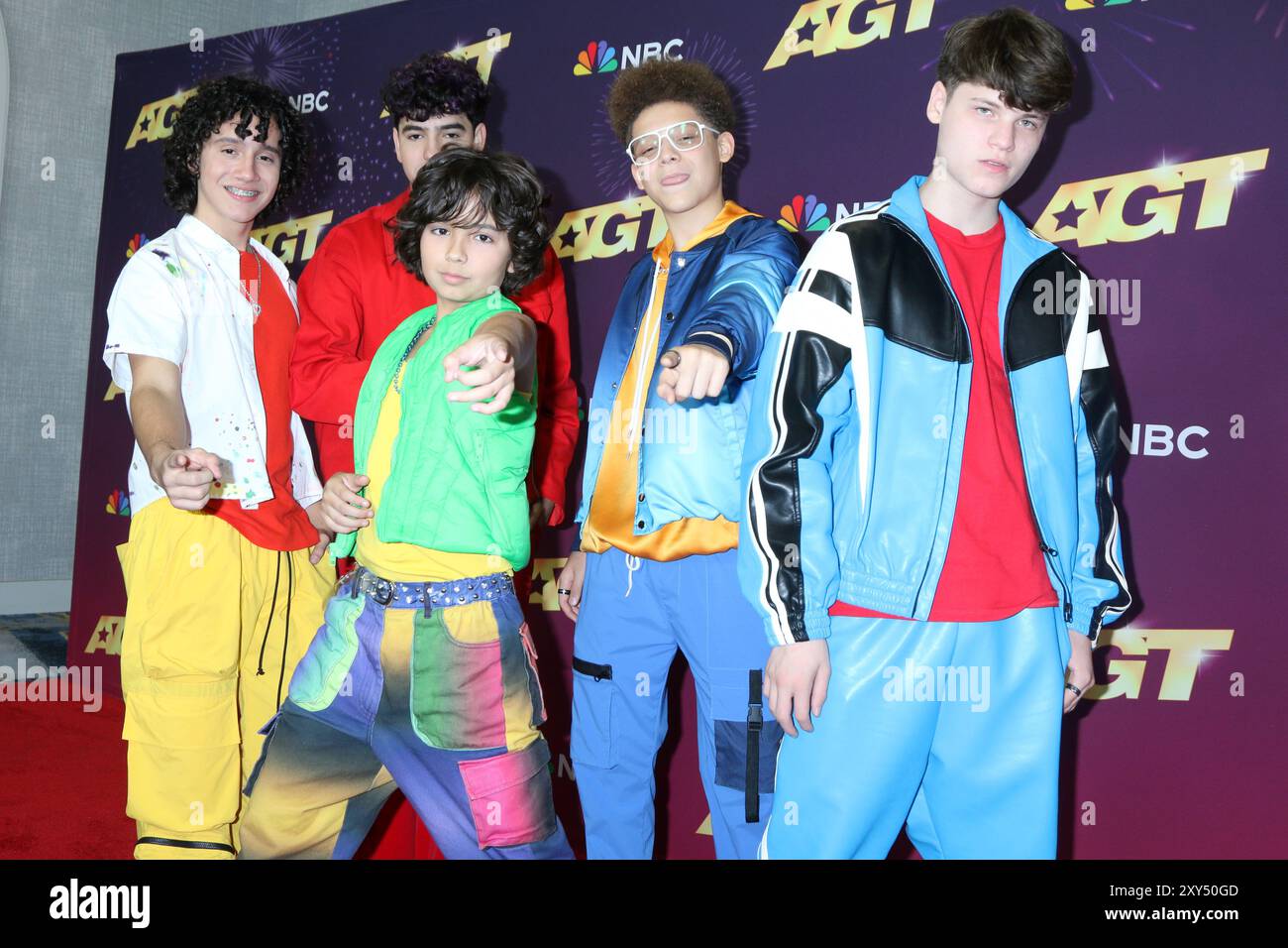 Pasadena, USA. 27, August, 2024. Pictured left to right, Latin boy band ...