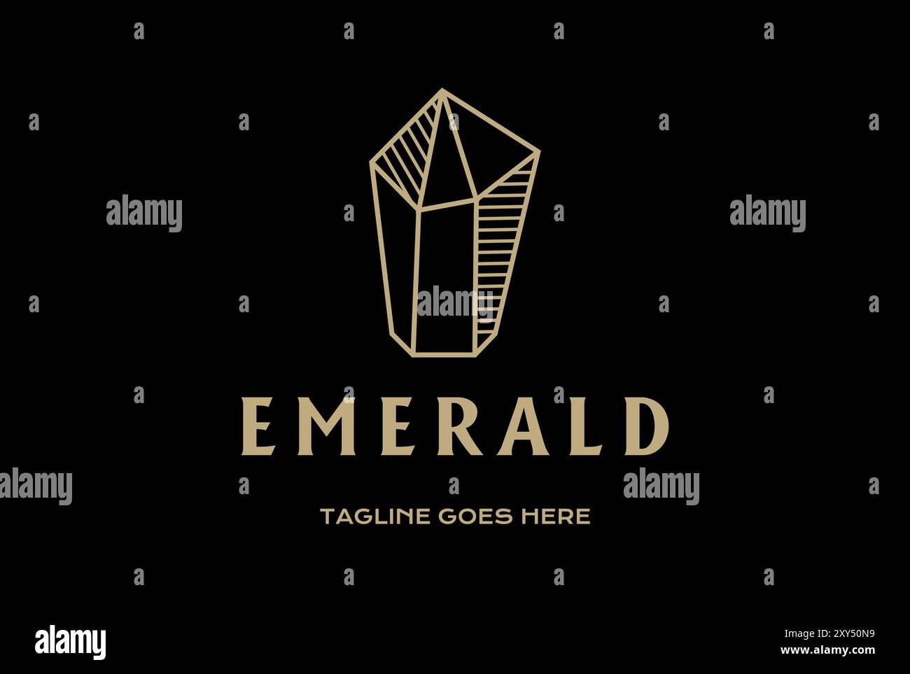 Luxury Geometric Emerald Diamond Gold Crystal Gem Stone Logo Design ...