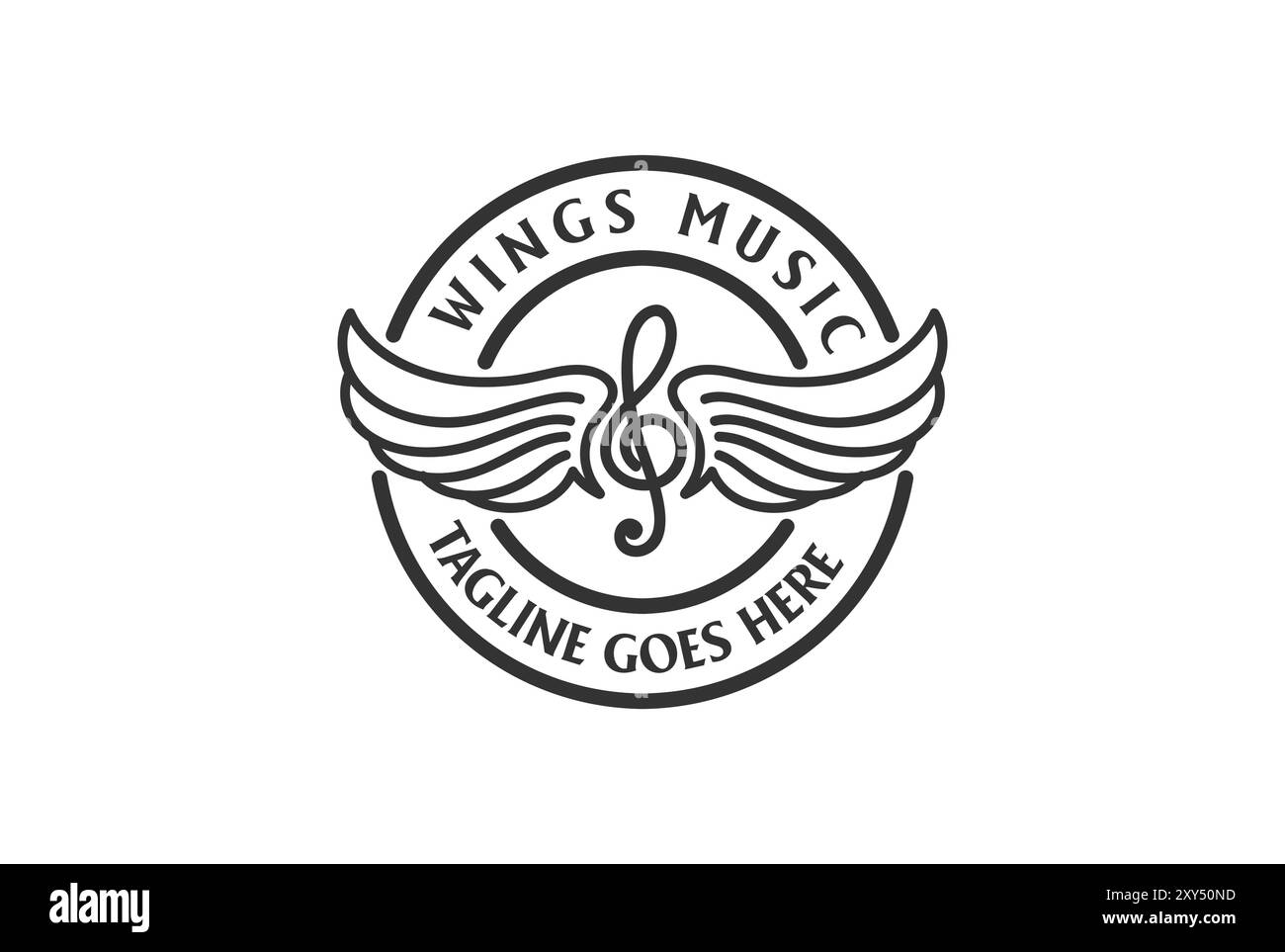 Treble Clef and Wings for Music Badge Stamp Logo Design Vector Stock ...