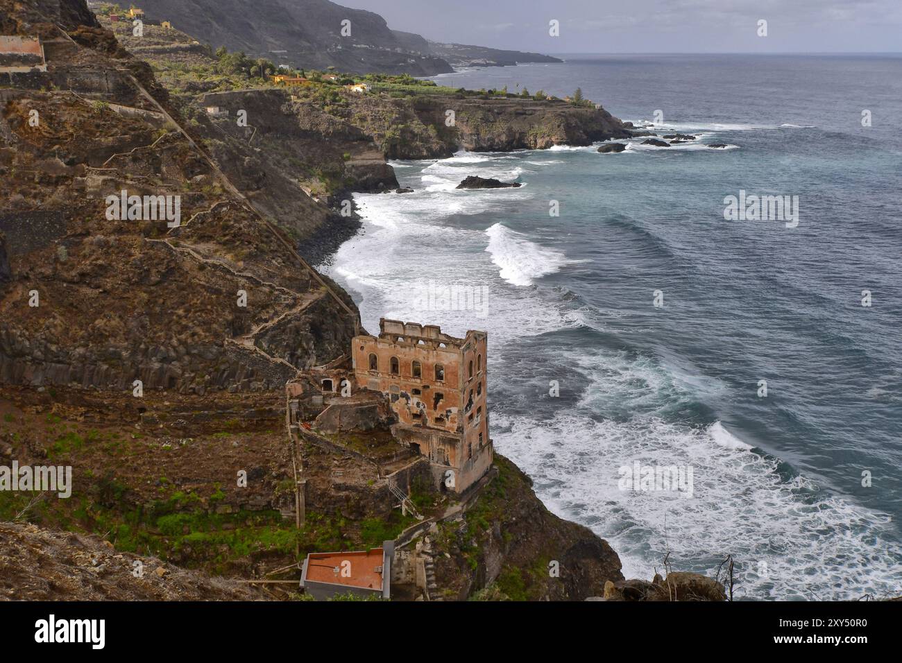 Industrial ruin Casa Hamilton directly on the Atlantic Ocean near Los ...