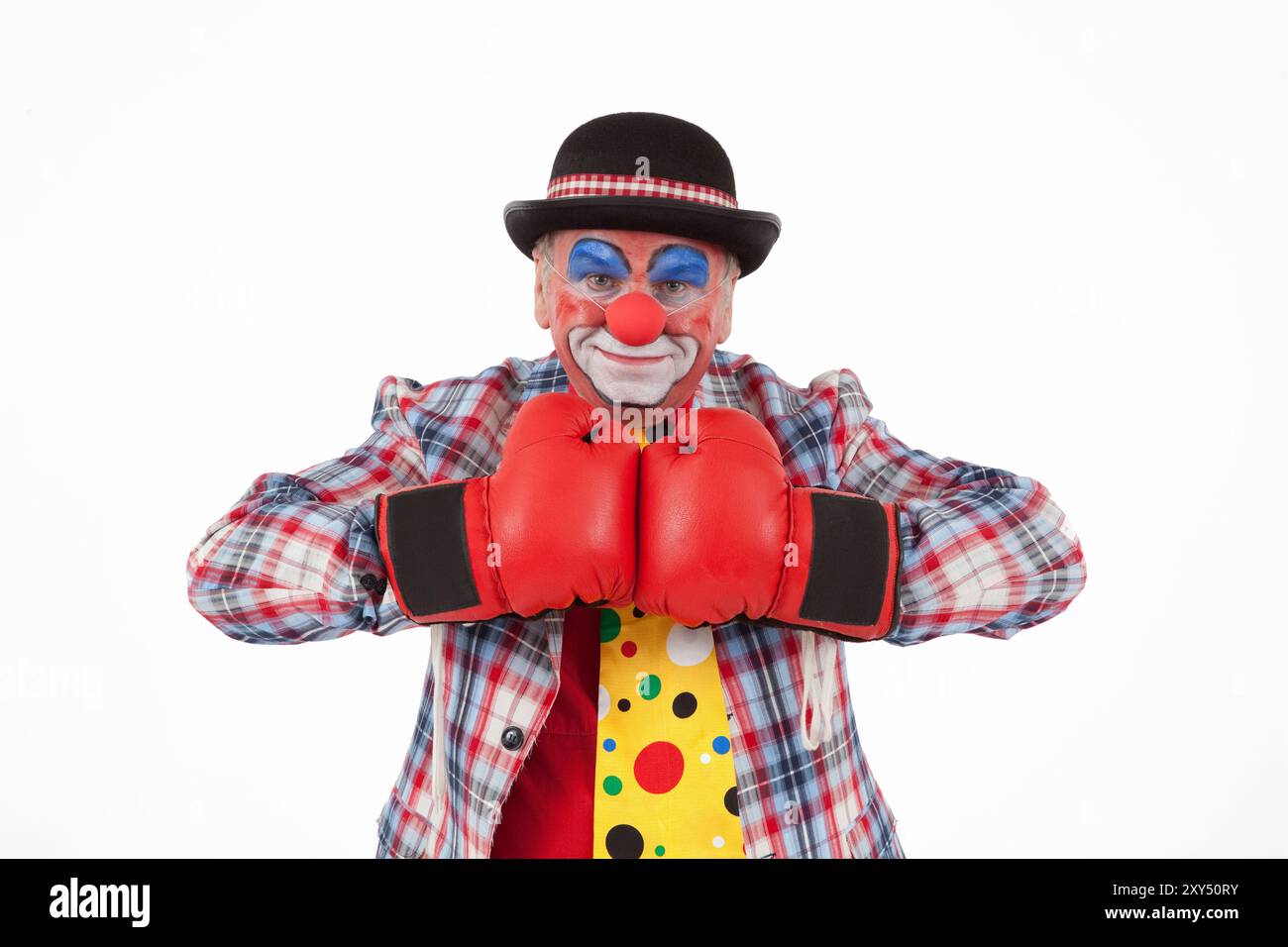 Clown with boxing gloves Stock Photo - Alamy