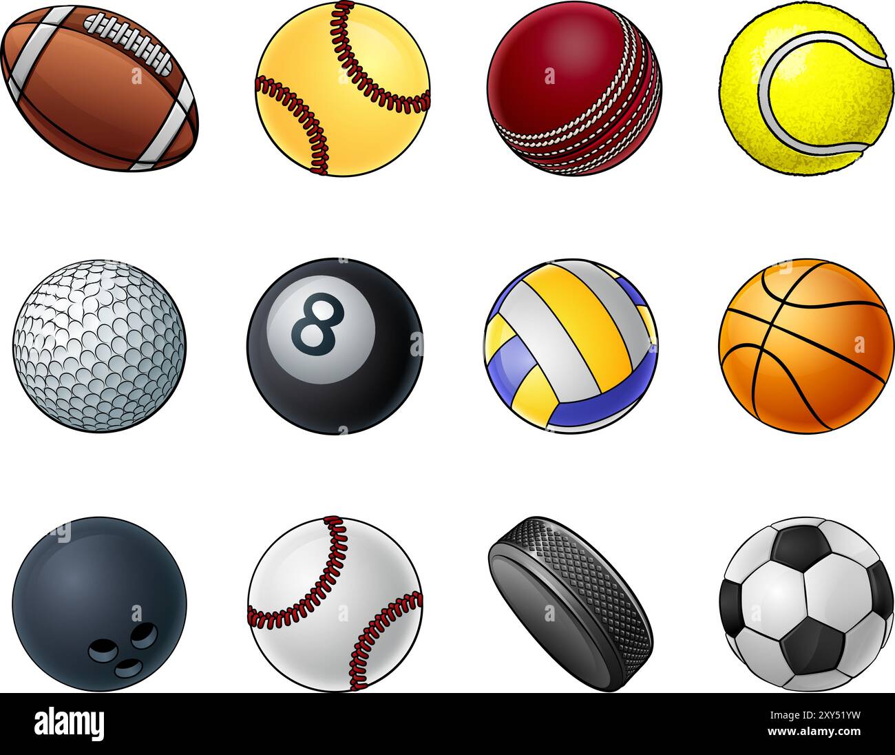 Sport Ball Set Sports Balls Cartoon Games Icons Stock Vector Image ...