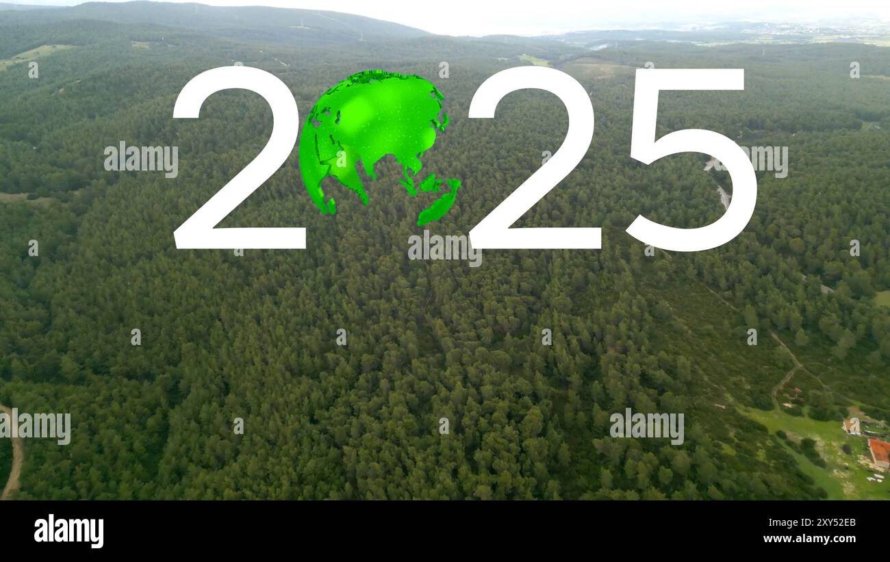 2025 New Year concept. Environmental technology concept. Sustainable ...
