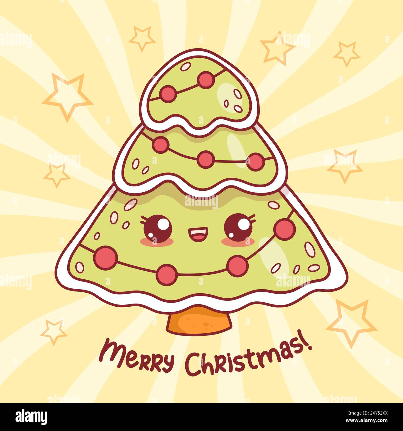 Cute Christmas gingerbread tree. Festive sweet New Year traditional ...