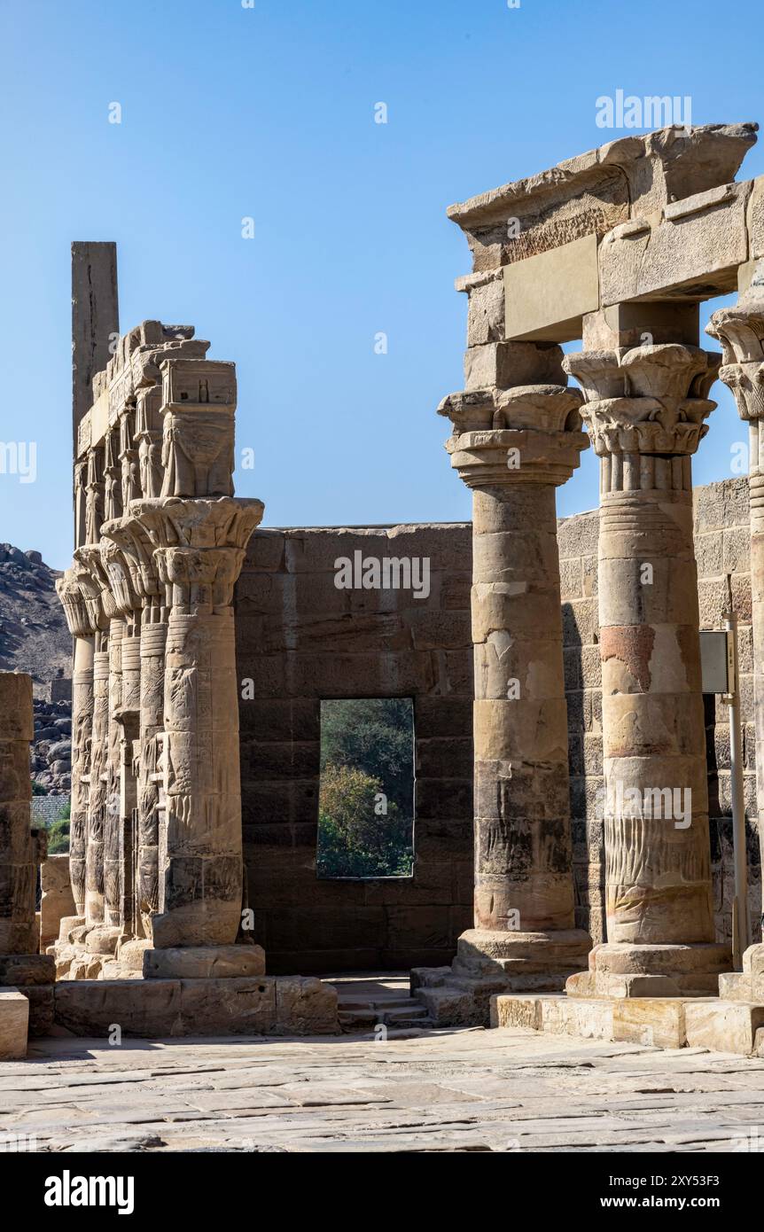 Columns of Temple of Isis in Philae Temple Complex, Agilkia Island ...