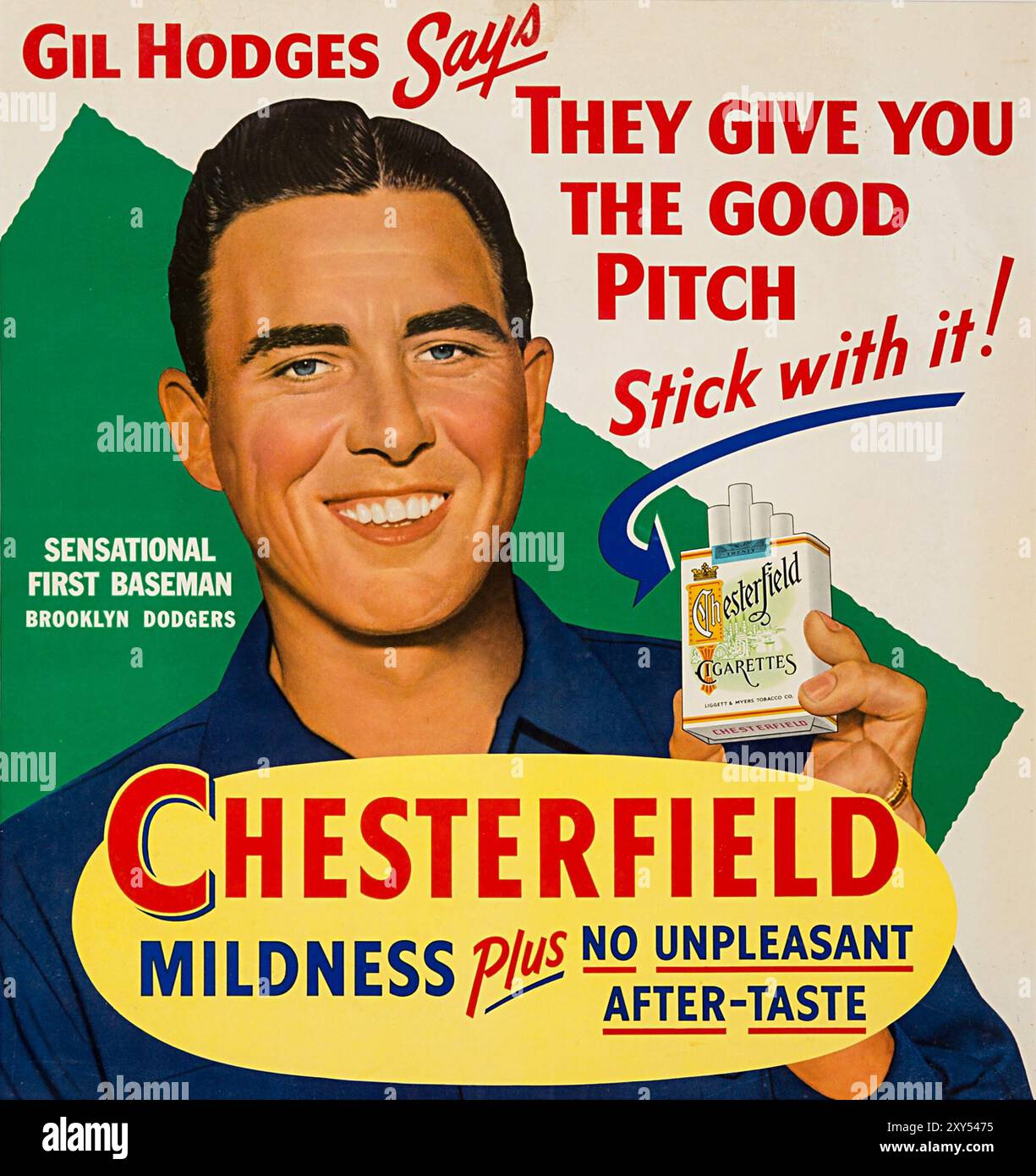1950's Gil Hodges Chesterfield Cigarettes Advertising Sign Stock Photo ...