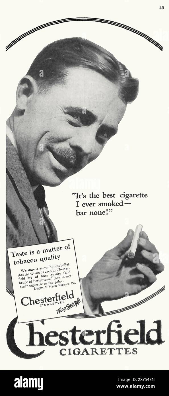 A smoking man - Vintage advertisement for Chesterfield cigarettes ...
