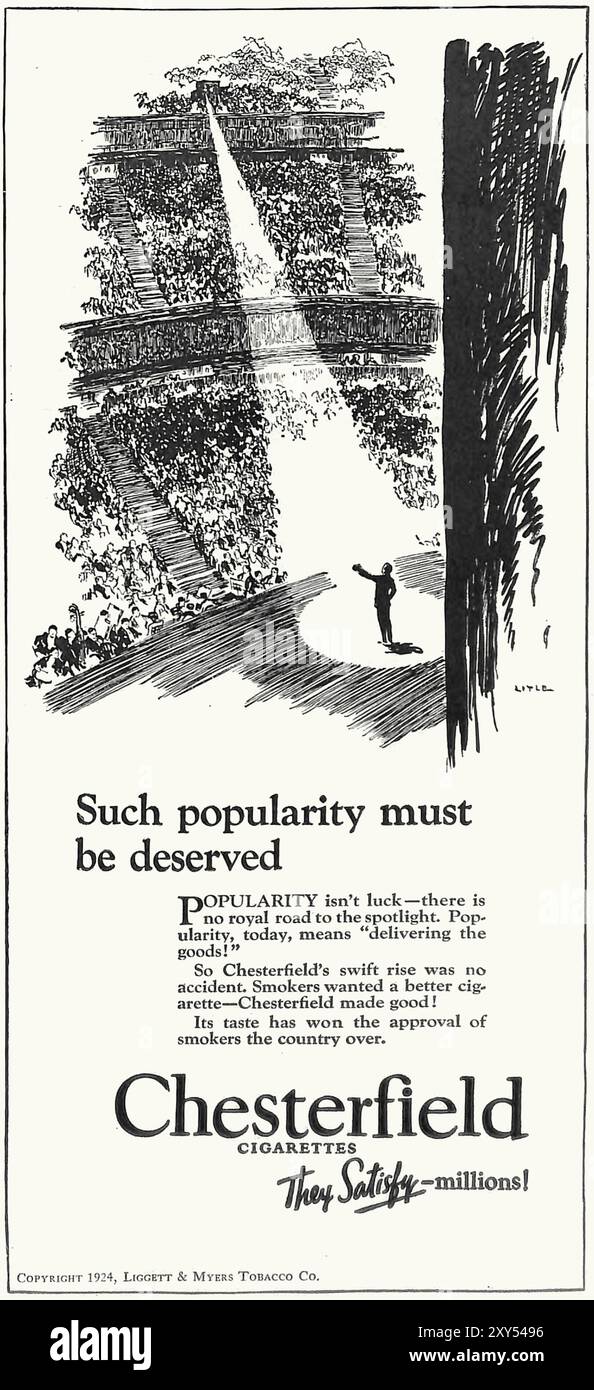 Vintage advertisement for Chesterfield cigarettes, printed in the May ...