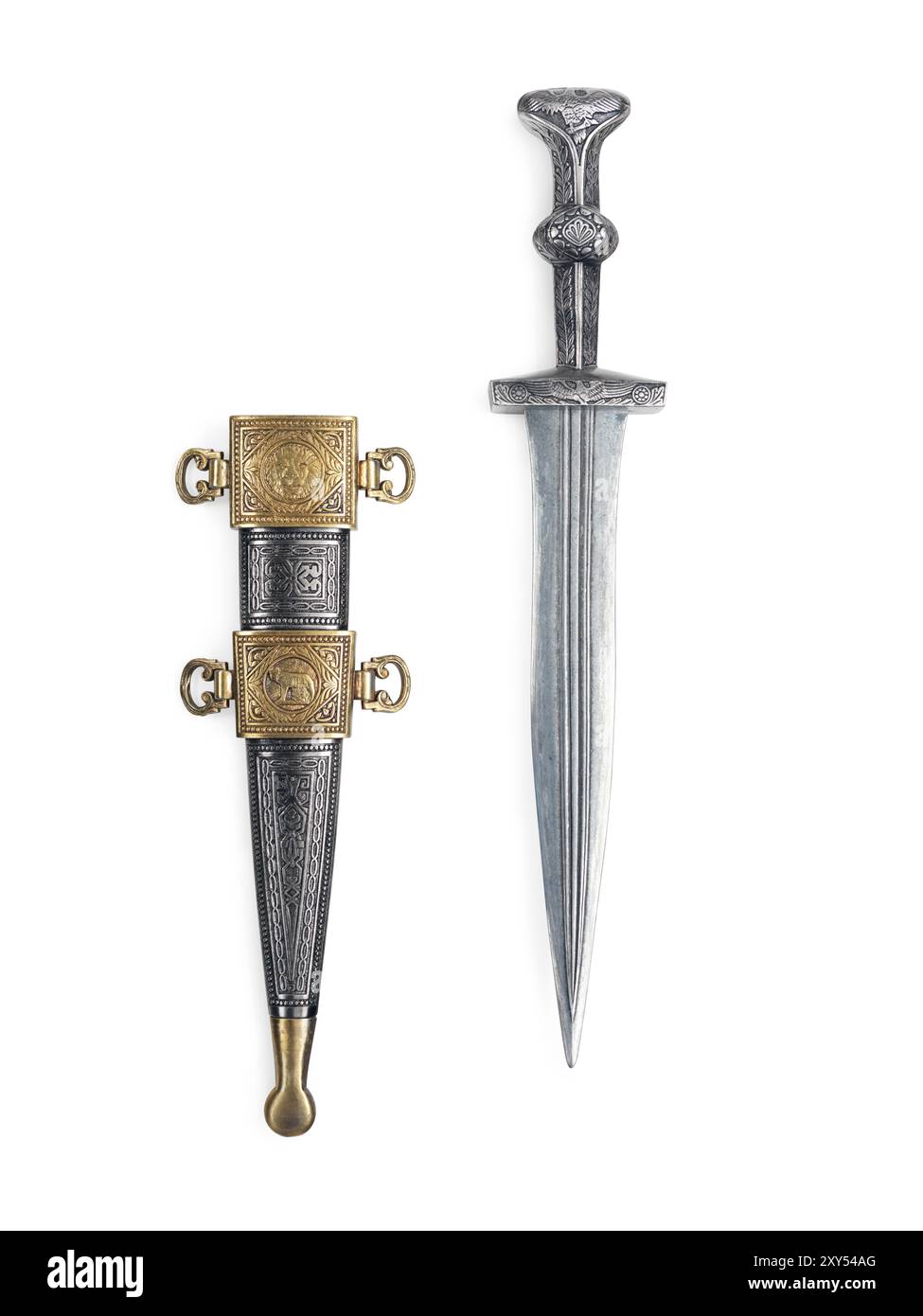 Antique Roman dagger short sword and scabbard isolated on white ...