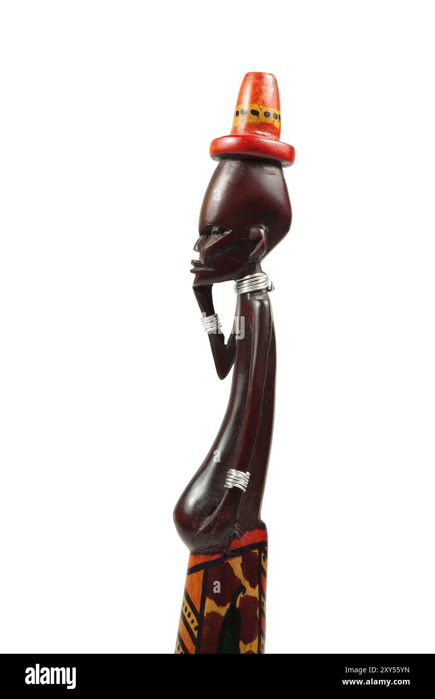 Wooden figure from Namibia, Africa, against a white background Stock ...