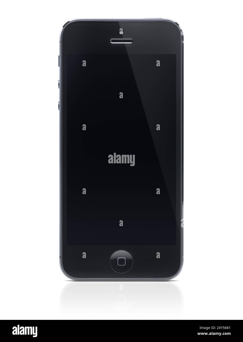 Apple iPhone 5 black with blank screen isolated on white background ...