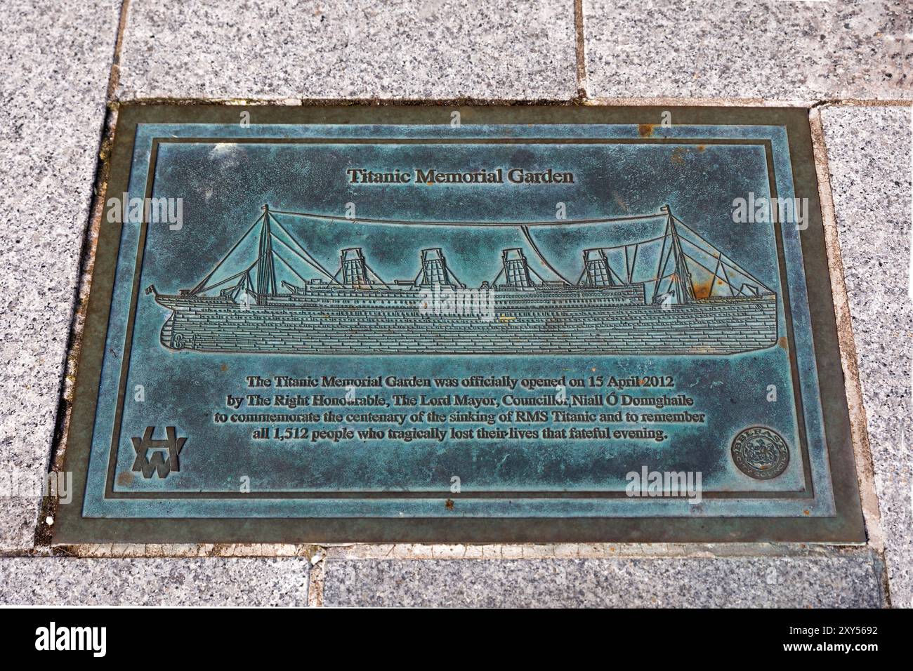 Plaque, Titanic Memorial Garden, Belfast, Northern Ireland Stock Photo ...