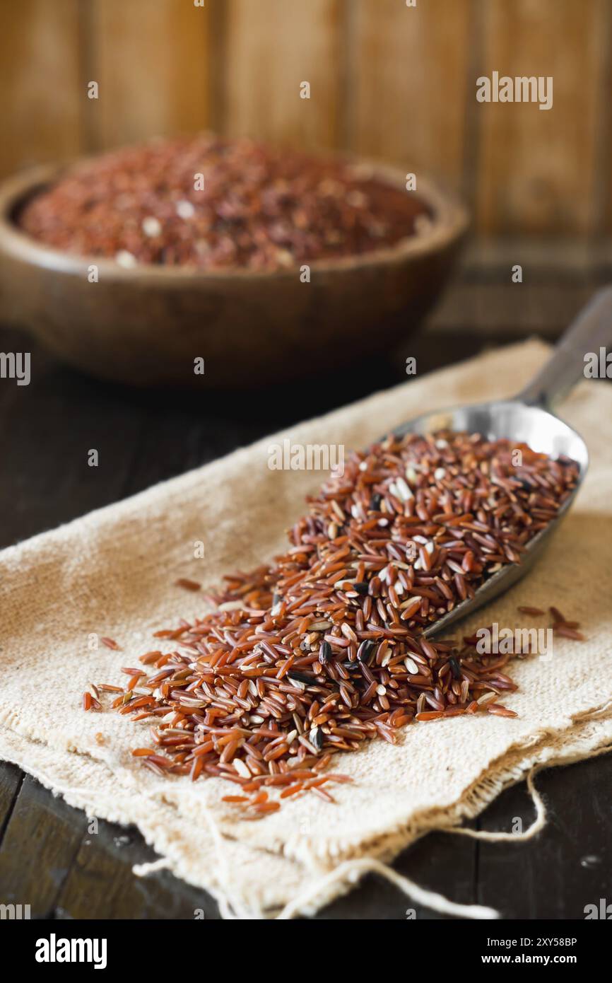 Brown rice (jasmine rice) healthy food of thailand Stock Photo - Alamy