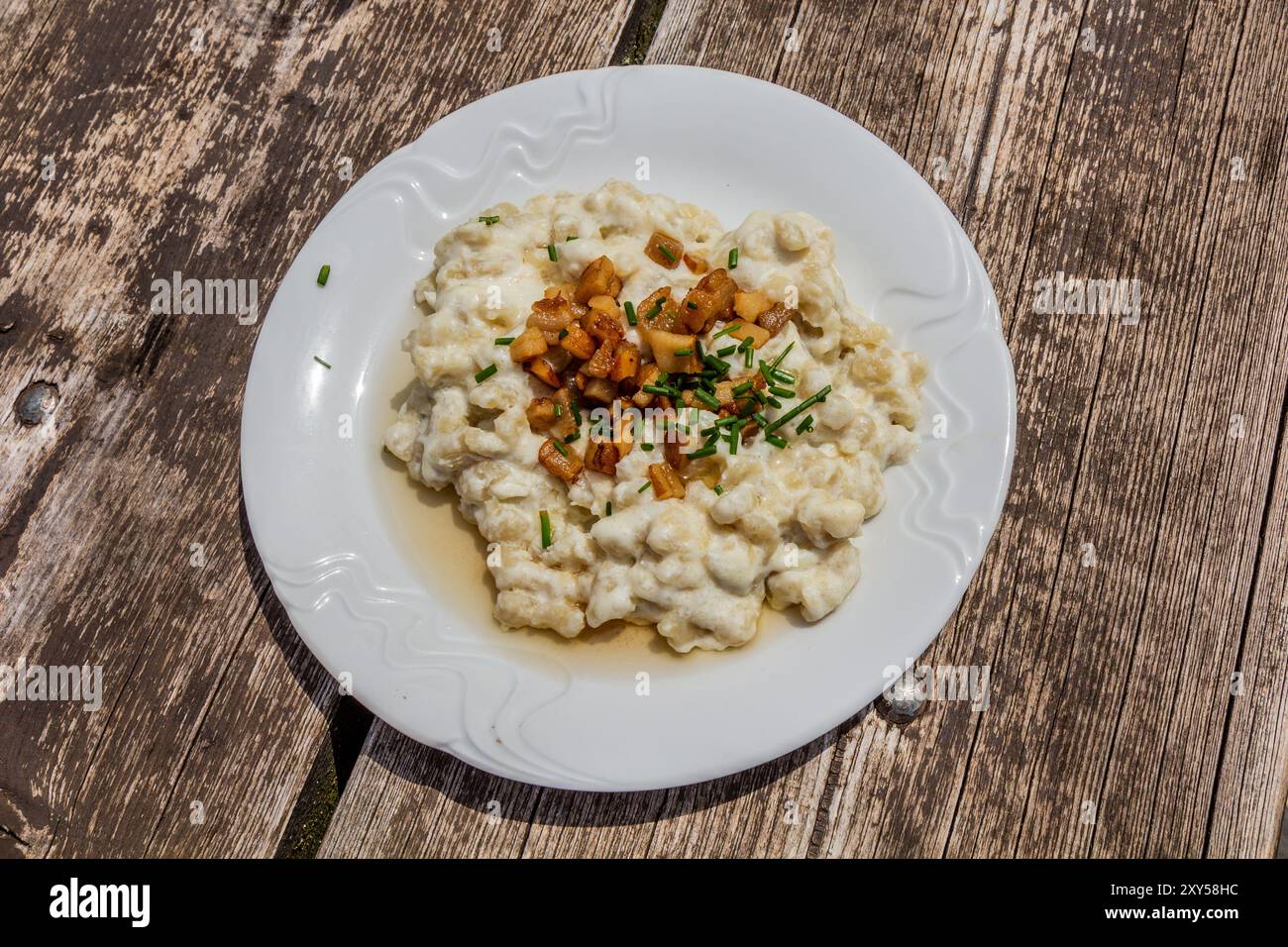 National dish of Slovakia - Bryndzove halusky (potato dough lumps with ...