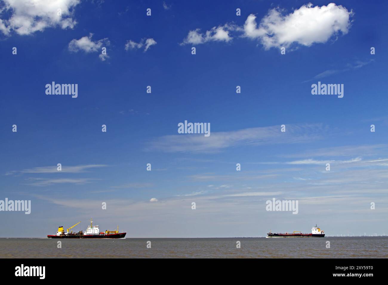 On the North Sea coast, shipping Stock Photo - Alamy