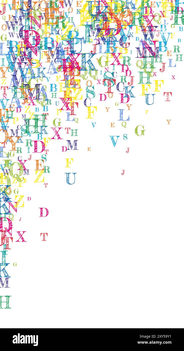 Scattered letters of latin alphabet. Colorful childish floating ...