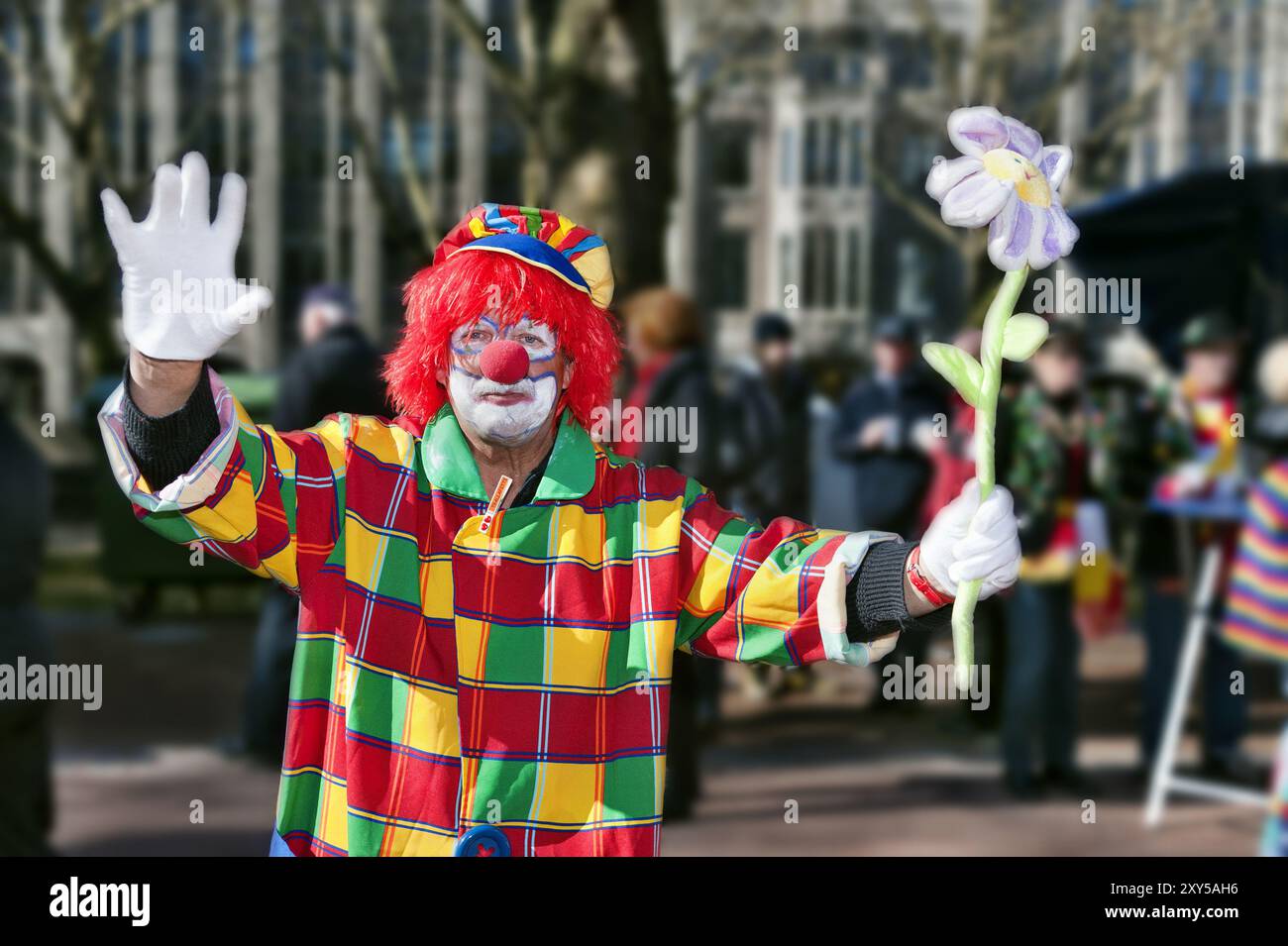 Waving clown on the roadside at the 2011 carnival in Duesseldorf Stock ...