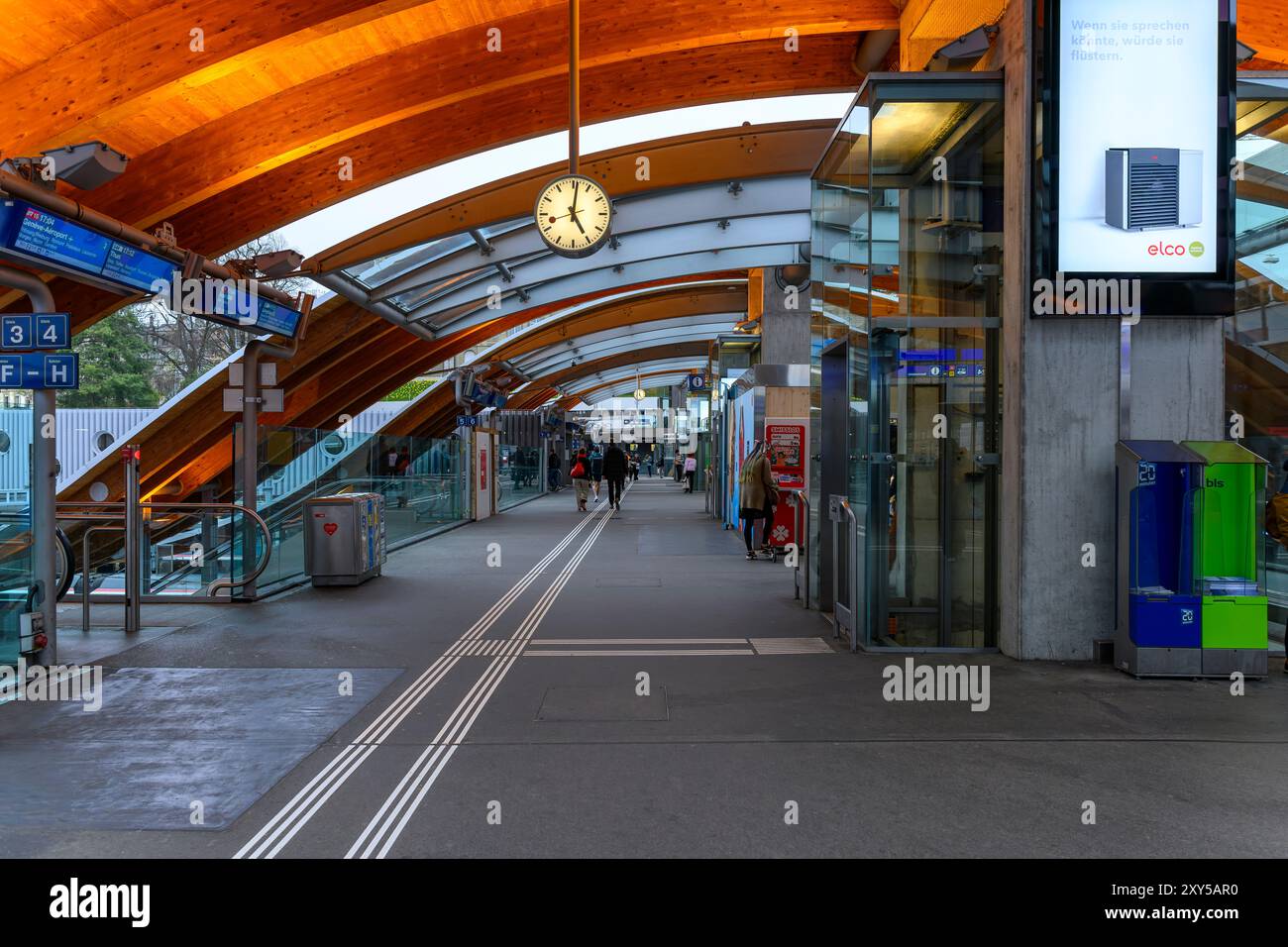 The modern part of Bern's main station the Hauptbahnhof, With wooden ...