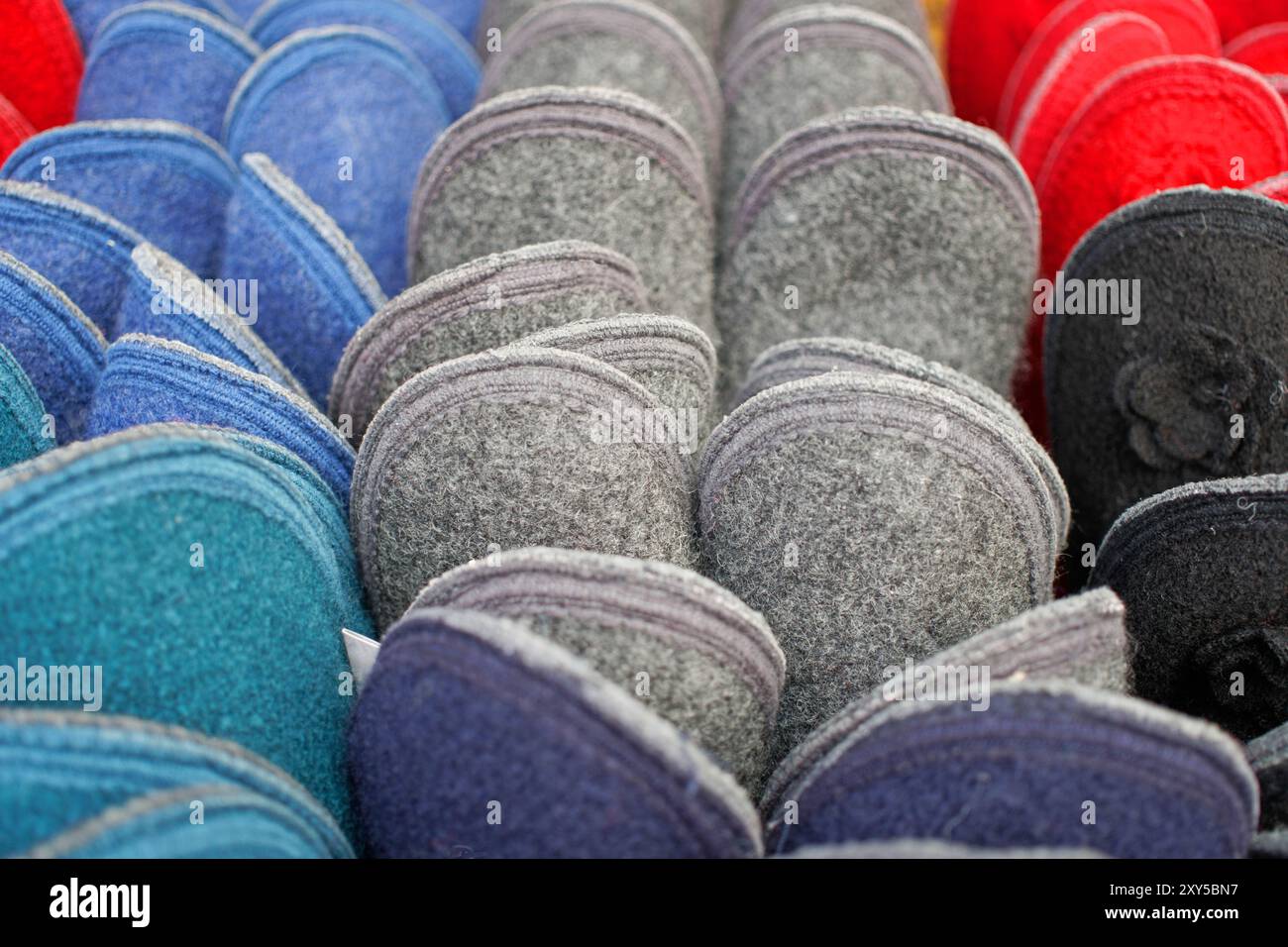 Felt shoes in an outdoor display Stock Photo - Alamy
