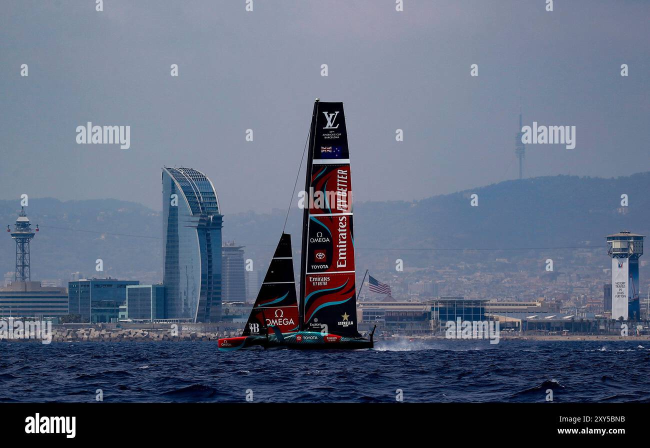 Emirates Team New Zealand's AC75 boat sails during America's Cup ...