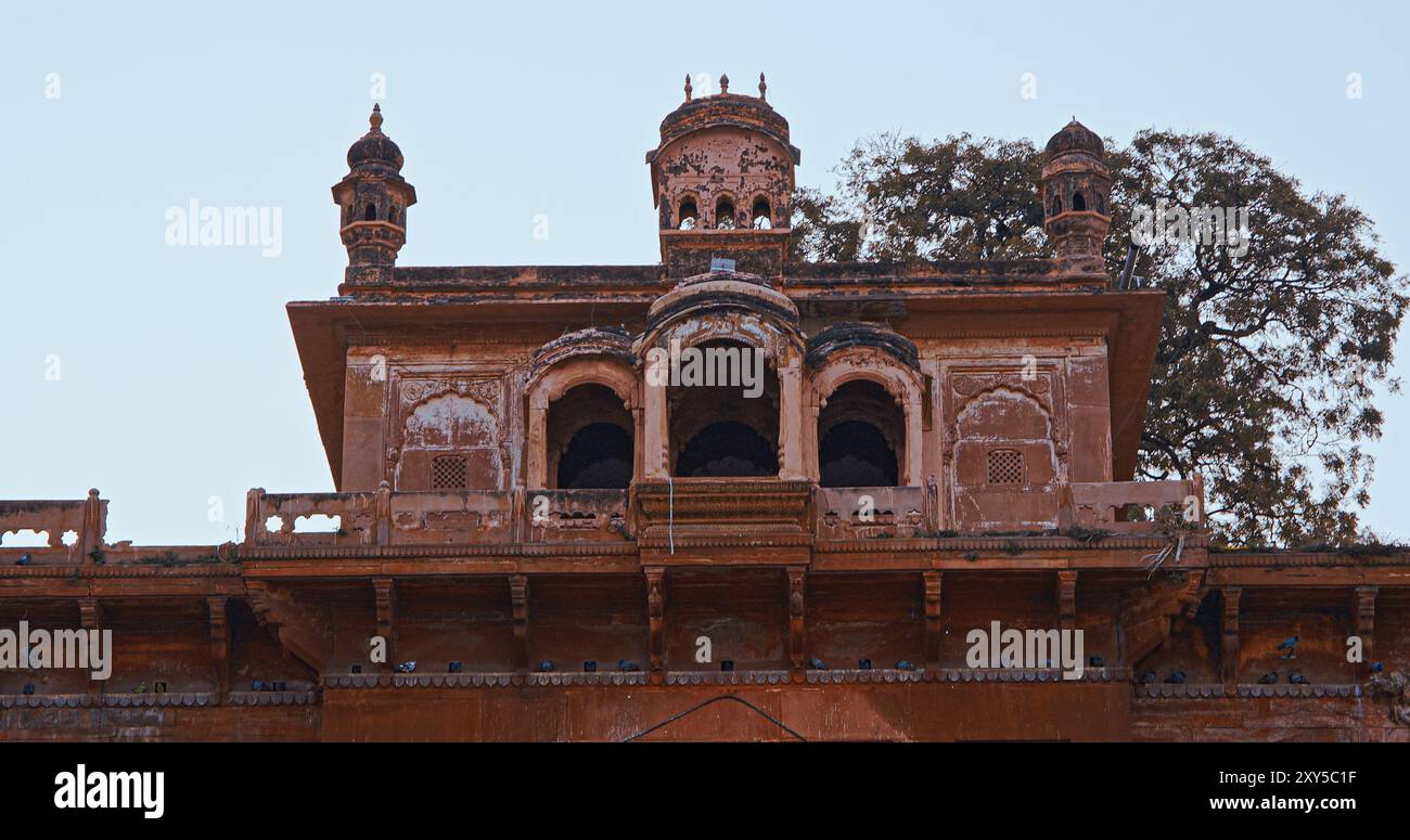 Varanasi, India. Close-up View On Roof Top Of Chet Singh Ghat, With ...