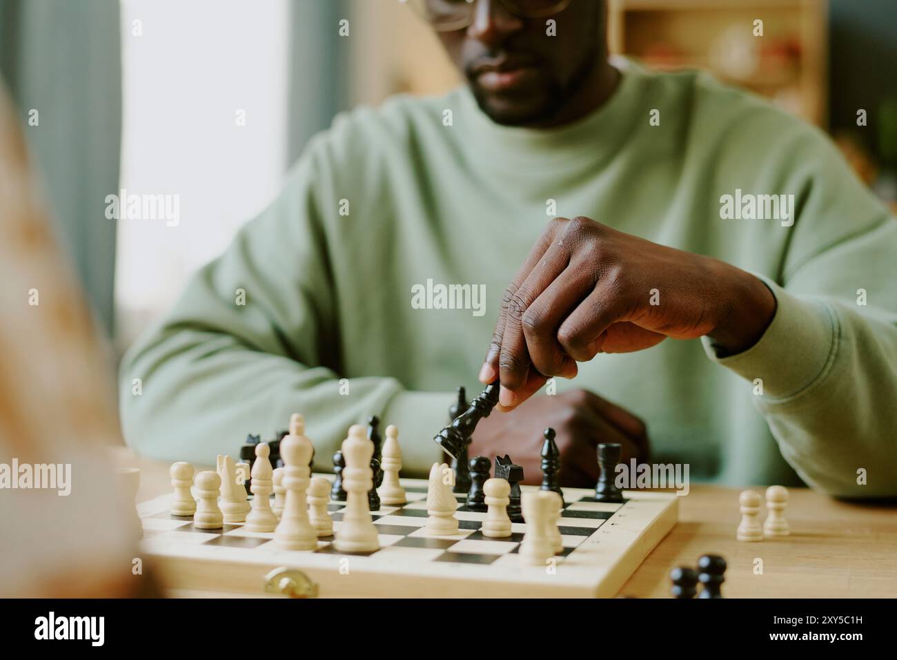 Chess Player Moving Queen Stock Photo - Alamy