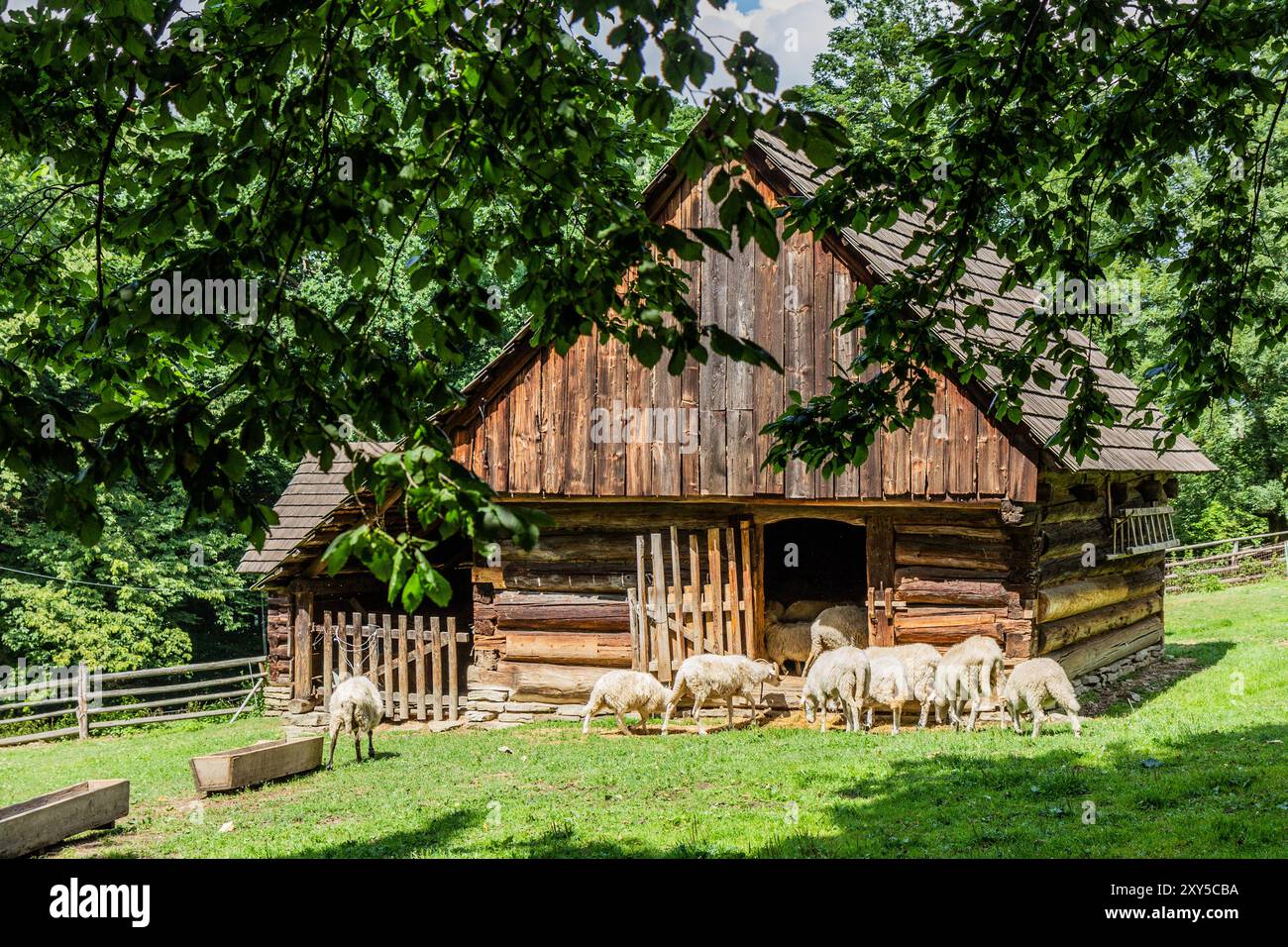 Sheep barn in the open air museum (Valasske muzeum v prirode) in Roznov ...
