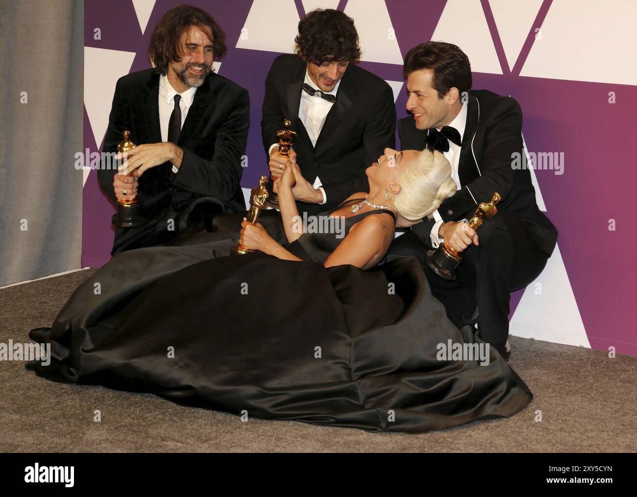 Andrew Wyatt, Anthony Rossomando, Lady Gaga and Mark Ronson at the 91st ...