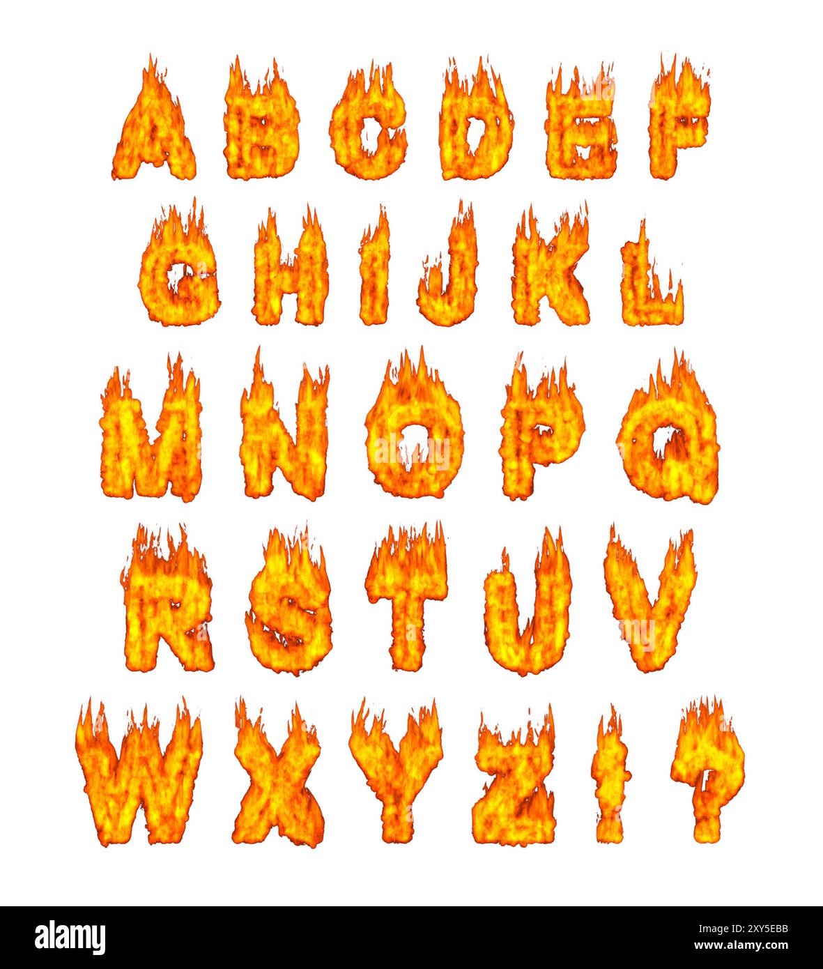 Burning alphabet letters illustration isolated on white background ...