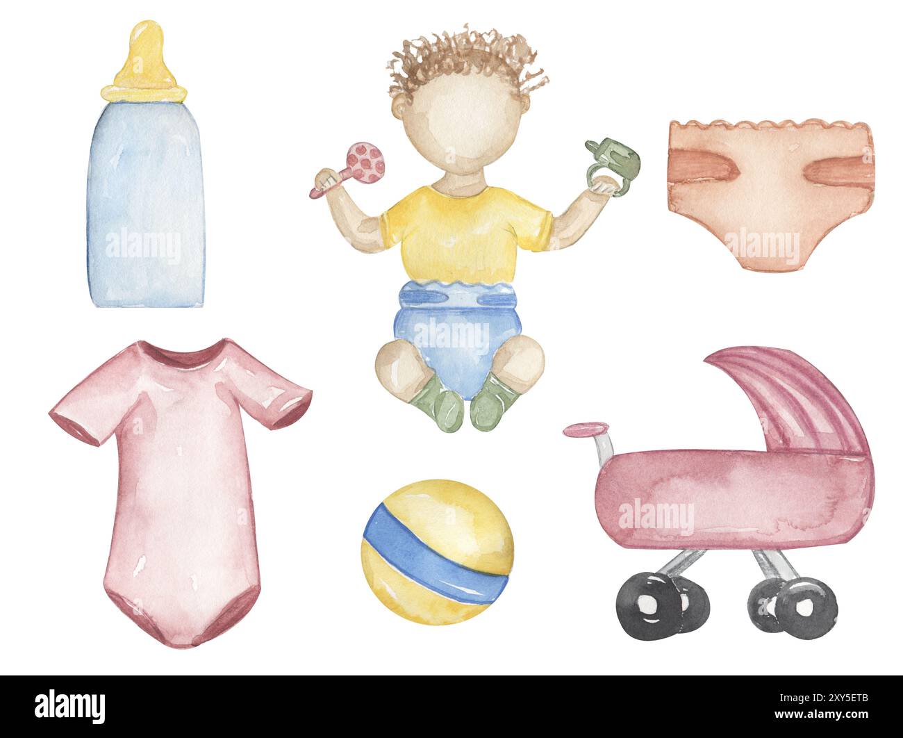 Watercolor Elements Clip Art Baby Watercolor Baby Clothes Clipart, An