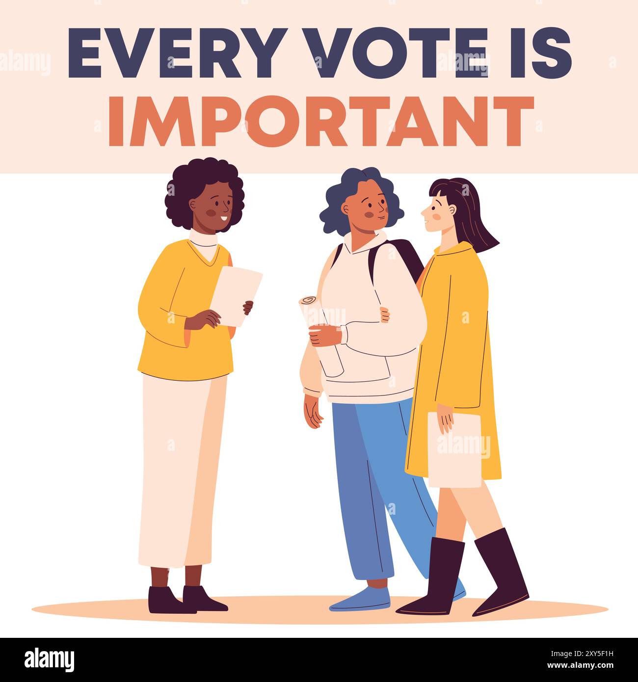 Illustration depicting diverse female voters engaging in the election ...