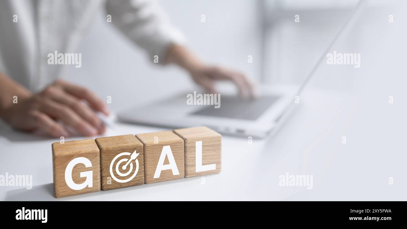Achieving Business Goals Strategic Focus banner Stock Photo - Alamy