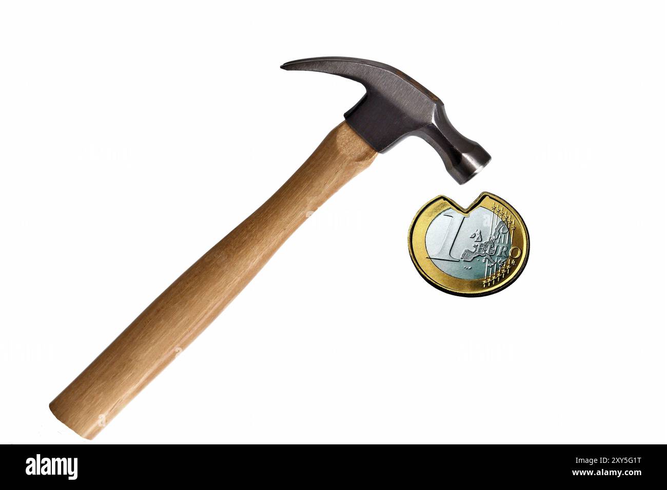 Hammer and euro coin Stock Photo - Alamy