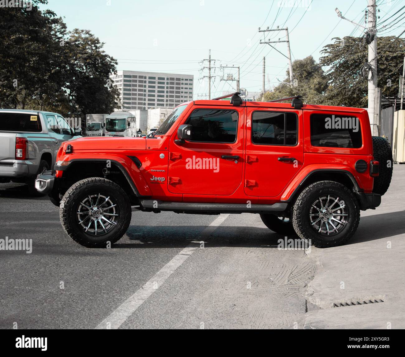 Trail rated Jeed Wrangler made in U.S.A Stock Photo - Alamy