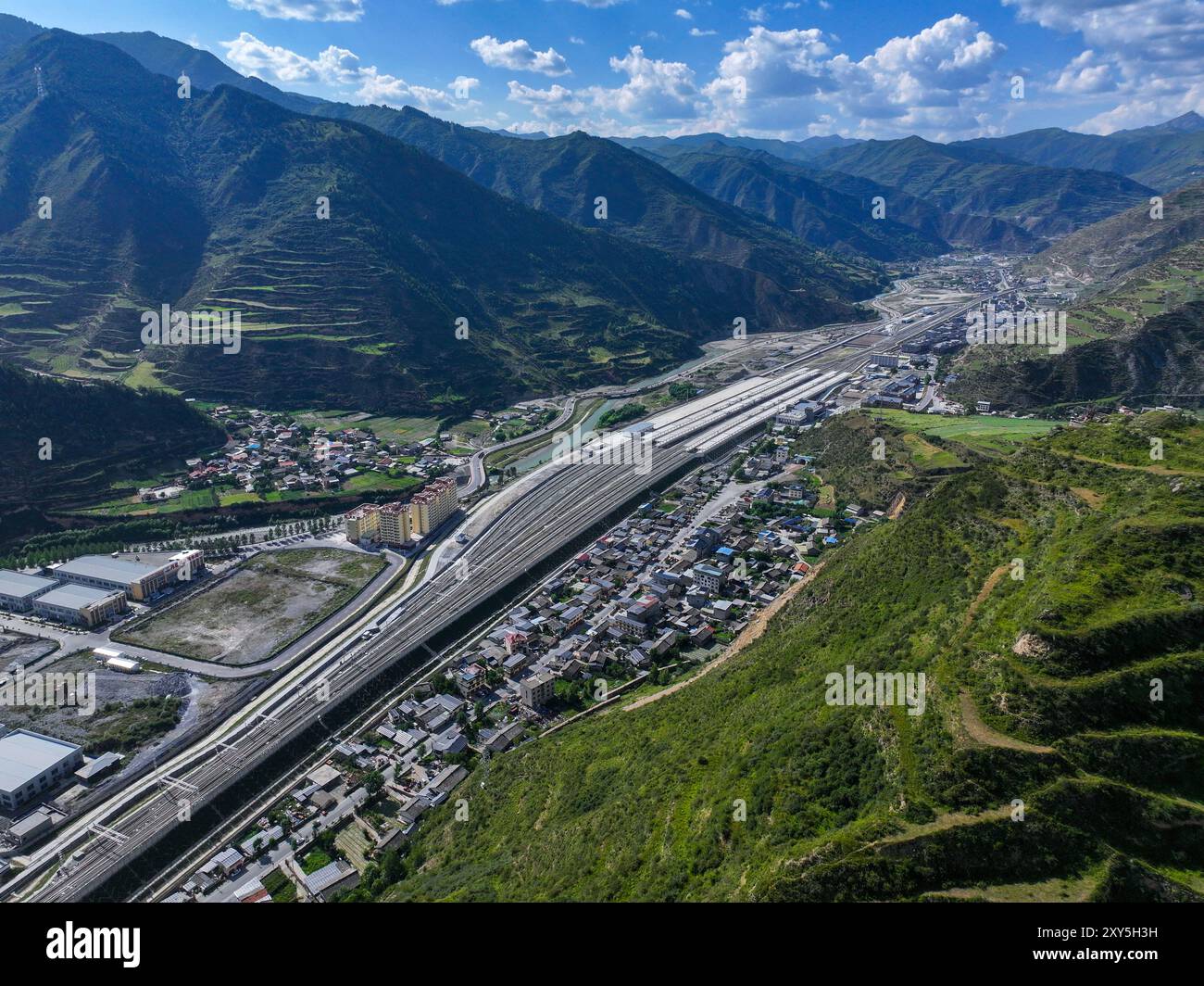 Railway from Chengdu, Sichuan to Xining, Qinghai,China.26th August 2024 ...