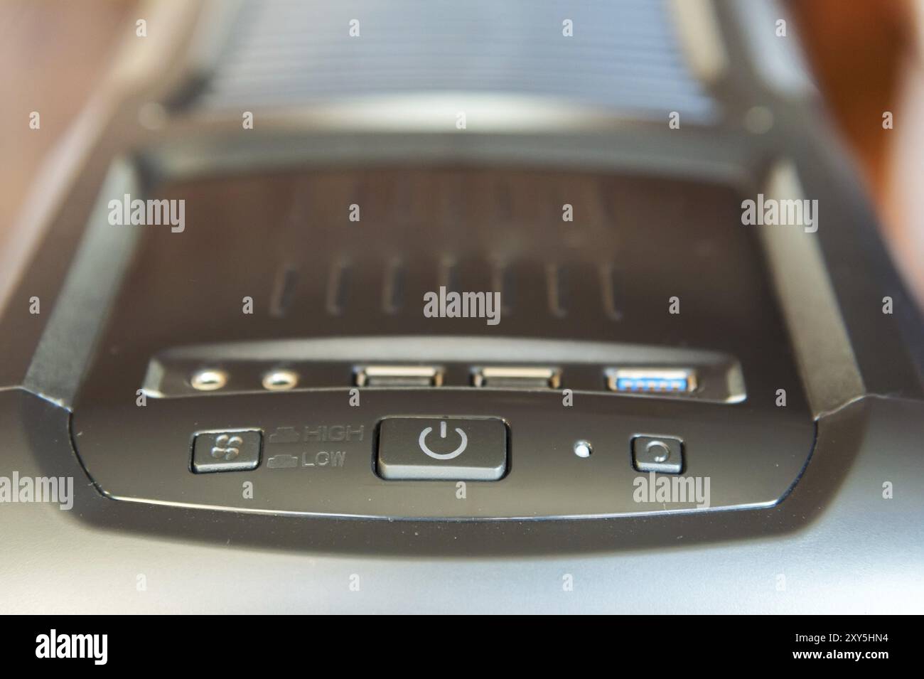 Panel on and control PC on the PC case with connectors and buttons for ...