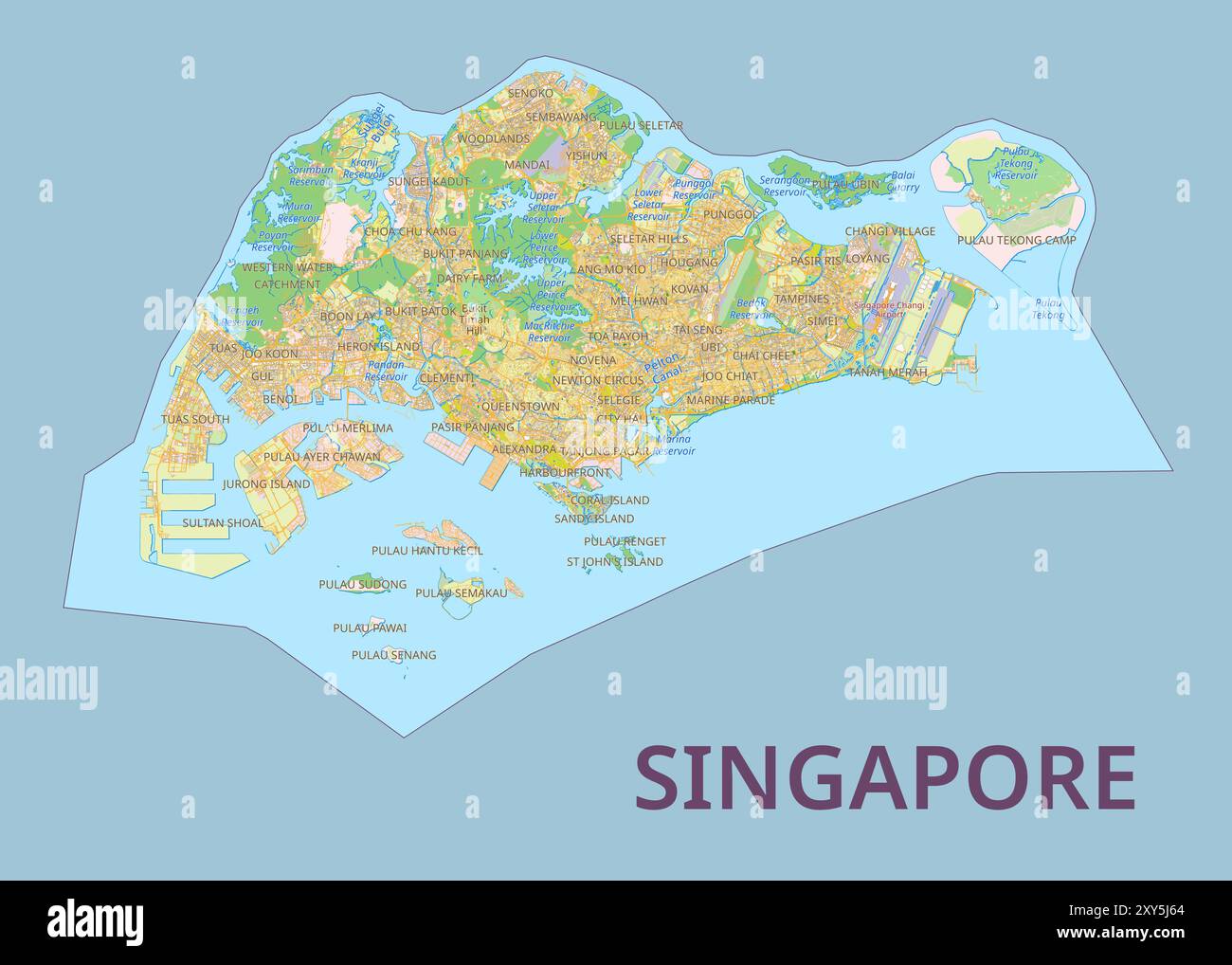 Detailed isolated map of Singapore Stock Vector Image & Art - Alamy