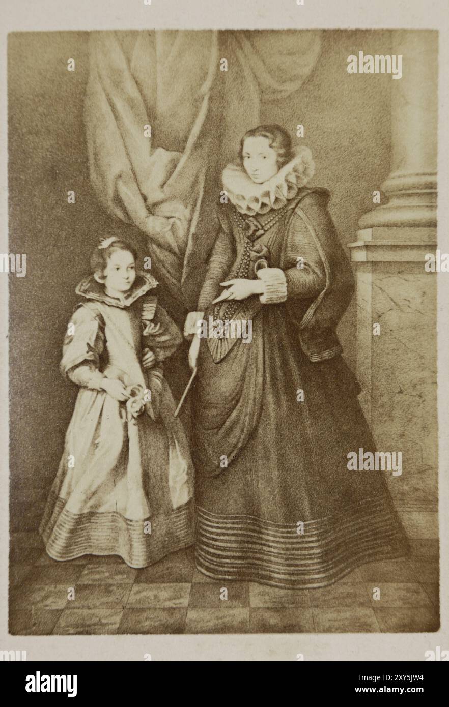 Closeup of a 19th century vintage photo of an american noble woman and ...
