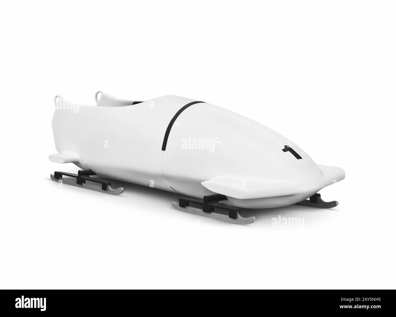 White bobsleigh or bobsled isolated on white background with clipping ...